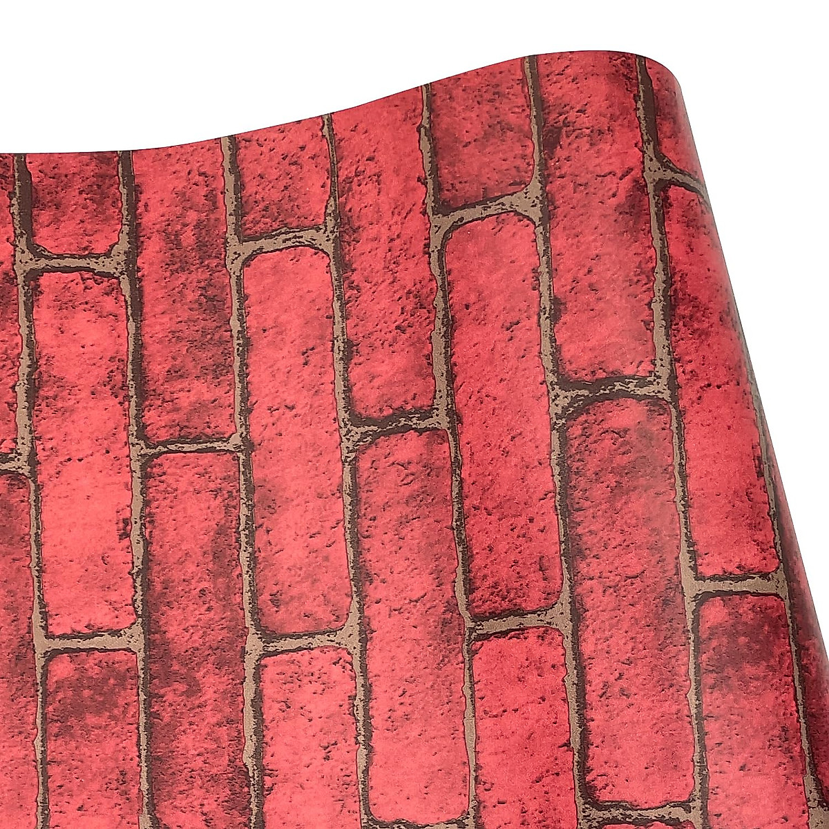 Yifely Red Brick Self Adhesive Shelf Drawer Liner Door Sticker Rural Wall Covering Paper Easy to Install 17.7inch by 9.8 Feet