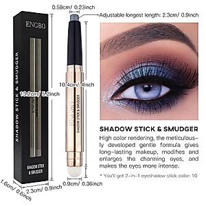 LOKFAR Eye-Shadow Stick Makeup Cosmetics Eye Brightener Stick, Rotatable Cream Eye Shadow Pencil, Glitter Shimmer Eyeshadow Stick with Soft Brush for Eye Makeup (10# Silver Gray Shimmer)
