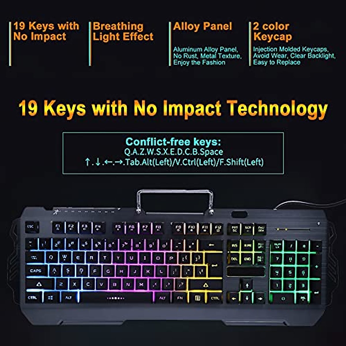 Computer Keyboard, Convenient Gaming Keyboard Mechanical with Lighter Holder for Home for Students