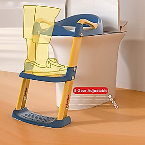FAYDUDU Potty Training Seat with Step Stool Ladder Toddler Potty Seat for Toilet Seat Kids Potty Training Toilet for Boys Girls Training Potty Seat with Anti-Slip Pads (Blue)