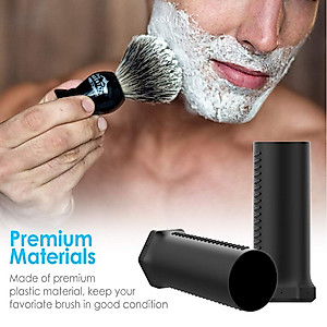 Enerfort Shaving Brush Travel Case, Shave Brush Holder Stand with Adjustable Height Compatible Most of Shaving Brushes (Brush not Included) (Black)