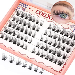 Anime Lashes Individual Manga Eyelashes Natural Look Lashes Wispy Clear Band Strip Eyelashes Spiky Korean Style Lashes Pack by Goddvenus (8 Pairs 4 Styles)