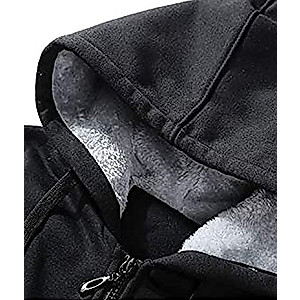 SCODI Hoodies for Men Winter Fleece Sweatshirt - Full Zip Up Thick Sherpa Lined 1712-BlackGrey-L