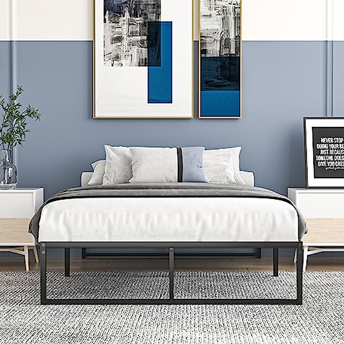 VECELO 14 Inch Queen Size Metal Platform Bed Frame,Industrial（2 Set）