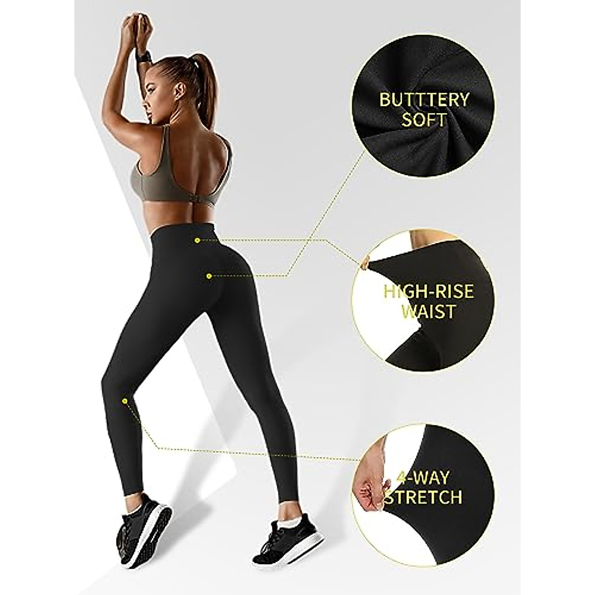 High Waisted Workout Leggings for Women Tummy Control Butt Lifting Compression Leggings Soft Yoga Pant-Plus Black…