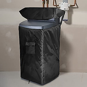 Bitubi Water Softener Cover with Split Zipper,Waterproof Anti-UV(19.5"W x 20.5" D x 47" H, Black) Outdoor All Weather Protection