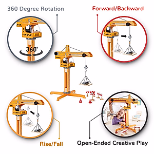 Hape Playscapes Crane Lift Playset| Construction Truck Vehicle Playset for Kids