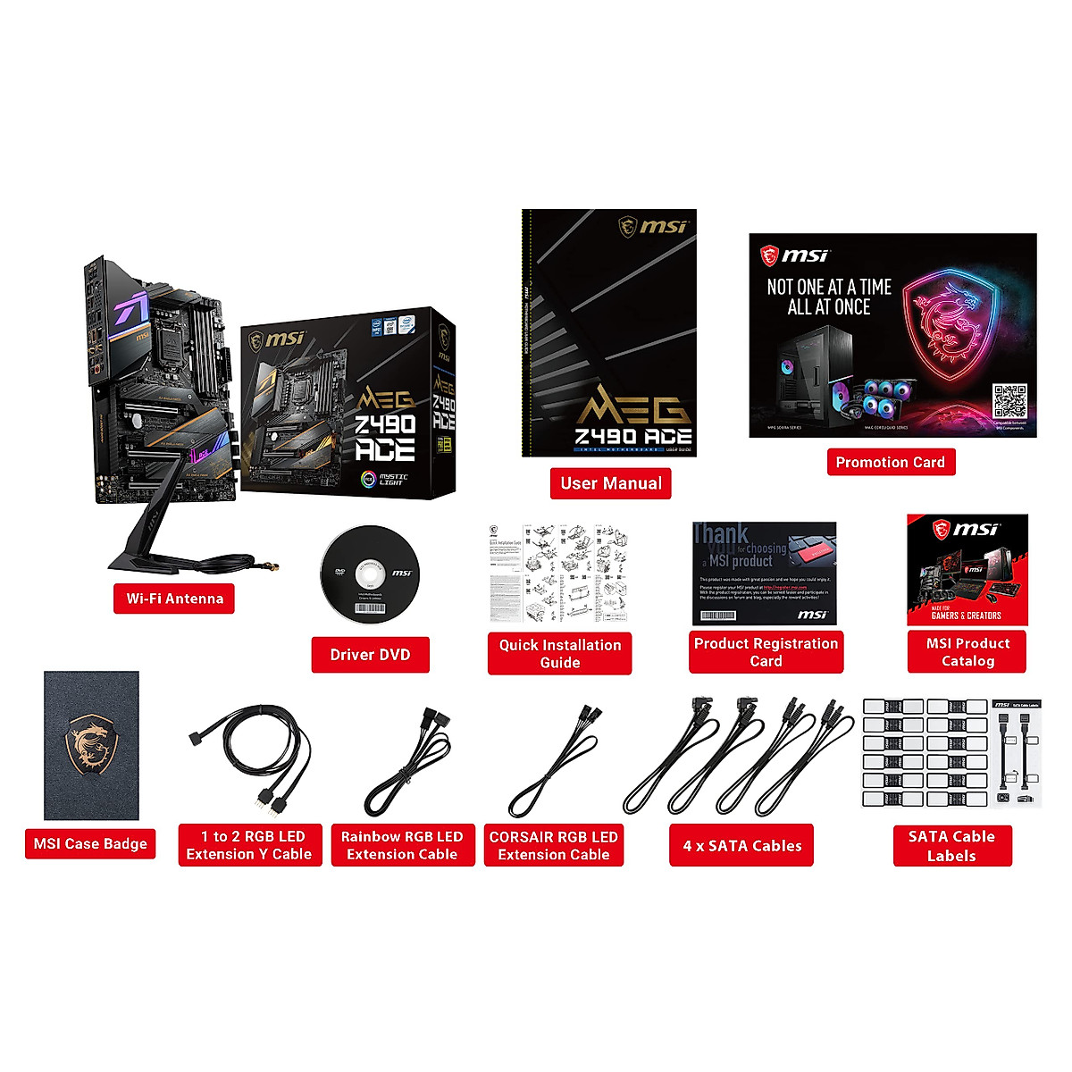 MSI MEG Z490 ACE Gaming Motherboard (ATX, 10th Gen Intel Core, LGA 1200 Socket, SLI/CF, Triple M.2 Slots, USB 3.2 Gen 2, Wi-Fi 6, Mystic Light RGB)