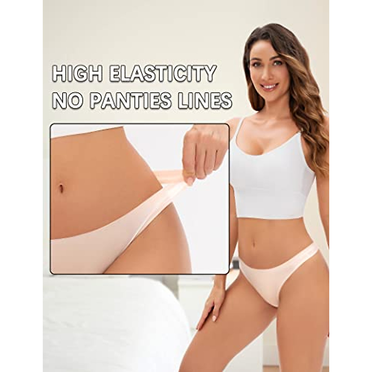 FOXROSE Seamless Thongs for Women Silk Thongs for Women Sexy Satin Thongs for Women Underwear Seamless (5 Pack, Medium)