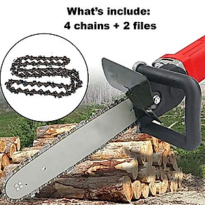 4 Pack 14-Inch Chainsaw Chain with 2 Bonus Sharpening Files; Heavy Duty Carbon Steel Chains Fit Most Major Chainsaw Brands; for Commercial, Professional and Home Use | Cuts Like Butter