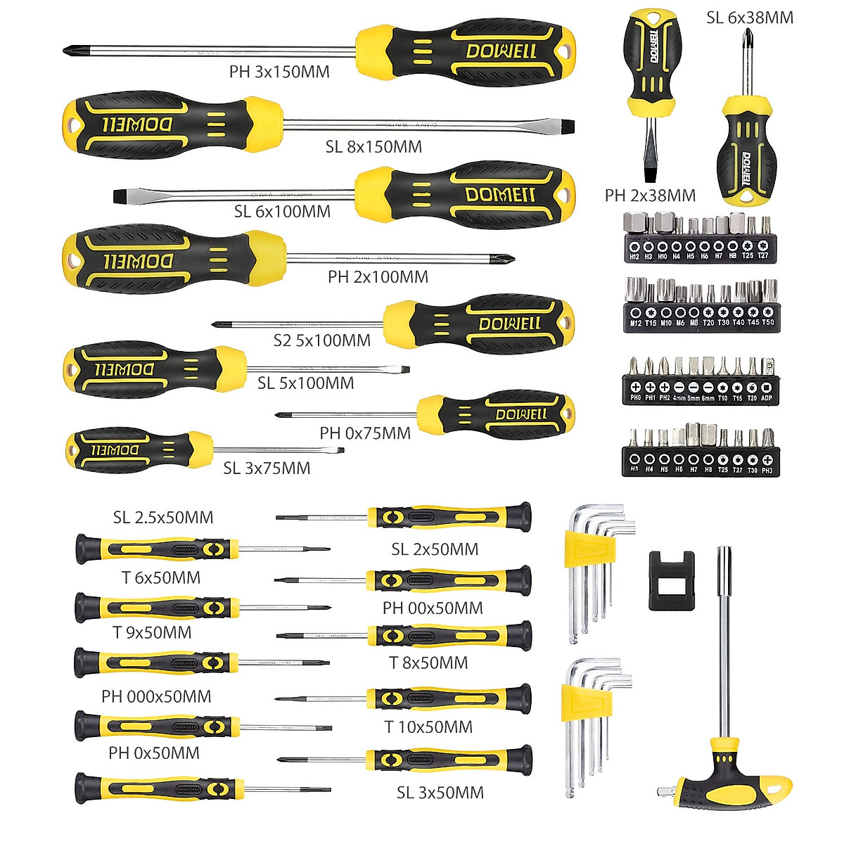 DOWELL Magnetic Screwdriver Set Slotted/Phillips/Torx 108-Piece Stubby Screwdriver Mini Precision Screwdriver Bits Set Hex Key Set Magnetizer Tool Kit for Repair Craft