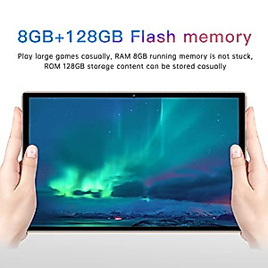 Jectse 10 Inch Tablet, 8G RAM 128G ROM Octa Core Tablet with Dual Camera, WiFi, Bluetooth, HD Touch Screen, 7000mAh Tablet PC for Kids Adults, Silver