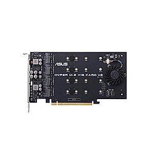 ASUS Hyper M.2 X16 PCIe 3.0 X4 Expansion Card V2 Supports 4 NVMe M.2 (2242/2260/2280/22110) Upto 128 Gbps for Intel VROC and AMD Ryzen Threadripper NVMe Raid
