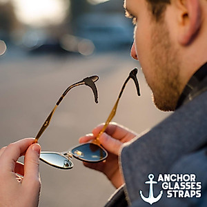 Anchor Glasses Straps - 3 Pack - Sunglasses Retainer Anti-Slip Glasses Grip Ear Hook Eyeglasses Anti-Slip Temple Tip Glasses Holder (Black)