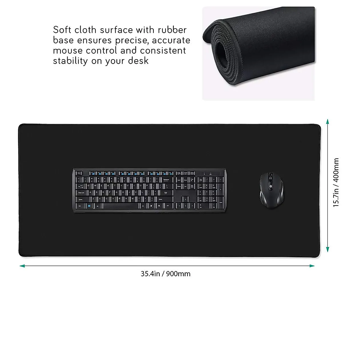 Cmhoo XXL Professional Large Mouse Pad & Computer Game Mouse Mat (35.4x15.7x0.12IN, 90x40 Black)