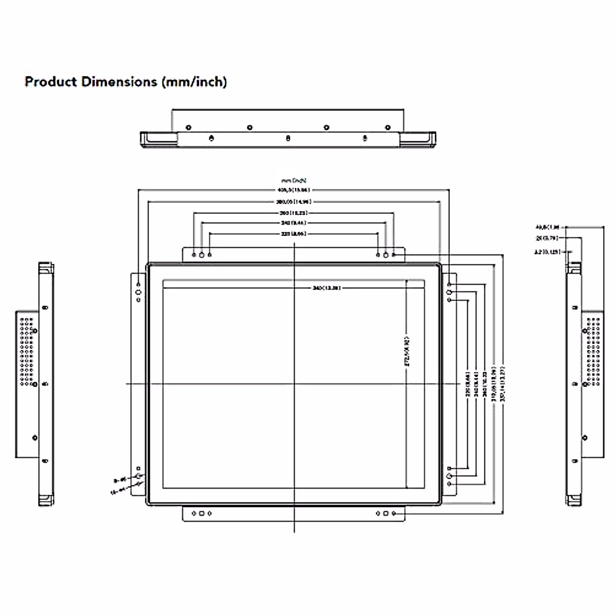 17 Inch Open Frame Design Touch Screen Monitor Display with VESA & Rear Mounting Bracket for Kiosk Industrial Automation POS Retail Self-Service