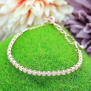 SAVEARTH DIAMONDS 1 Carat Round Cut Lab Created Moissanite Diamond Milgrain Adjustable Bolo Bracelet In 14k Rose Gold Over 925 Sterling Silver Jewelry For Women (G-H Color, VVS1 Clarity, 1.00 Cttw)