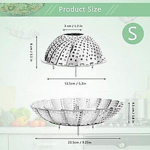 Buylorco Steamer Basket Stainless Steel Folding Vegetable Steamer Insert Steamer Cookware for Veggie Seafood Cooking (fit pots for 5" to 9")