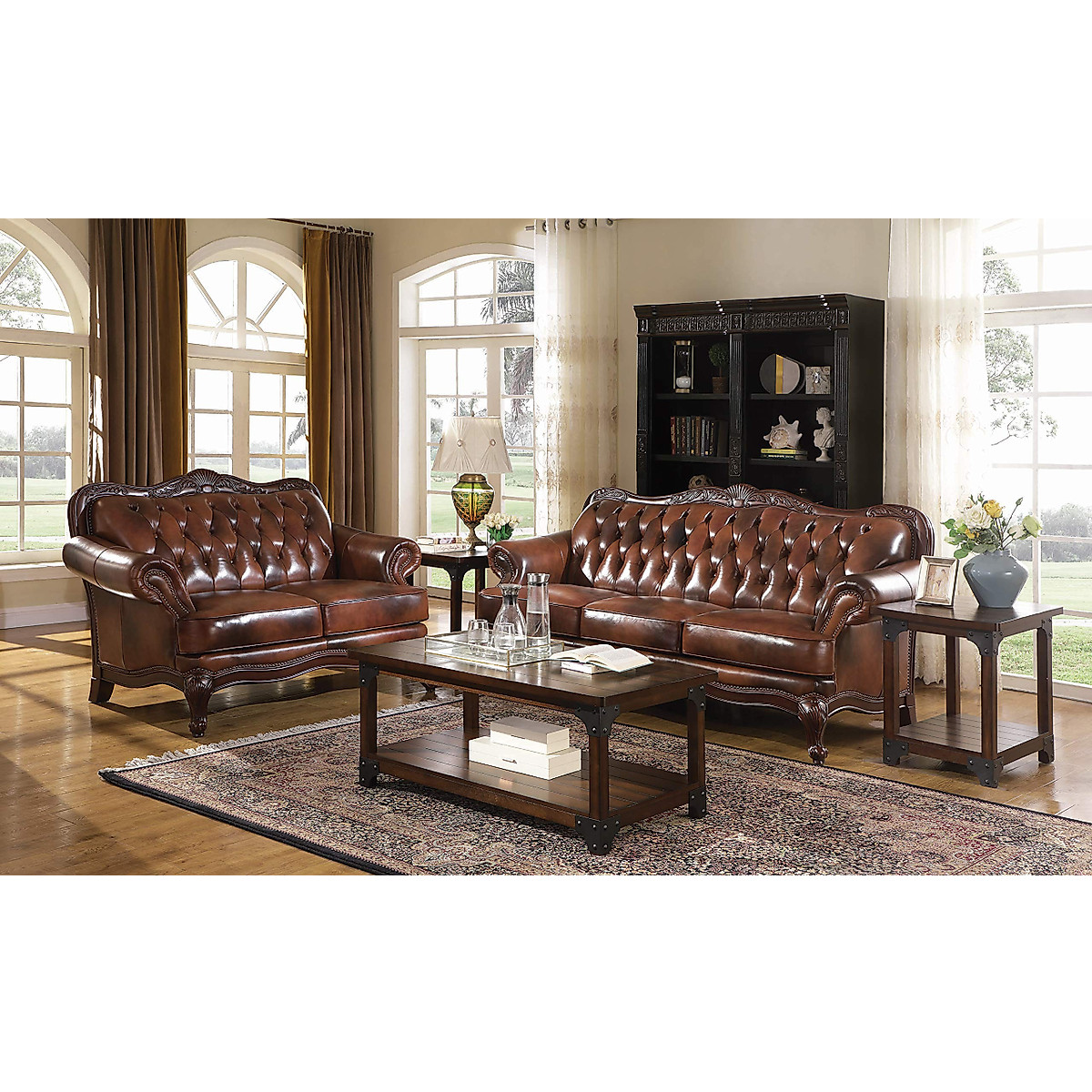 Coaster Home Furnishings Victoria Classic Rolled Arm Sofa Tri-tone Warm Brown, 36.5"L x 87"W x 36.25"H (500681)