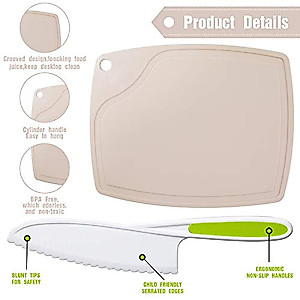 9Pcs Kids Knife Sets Plastic Knife,Kids Chef Nylon Knives Include 5 pcs Square knife, 3pcs Pointed knife,1pc Non-slip Plastic Cutting Board, Children's Safe Children's Safe Cooking For Fruit,Knife