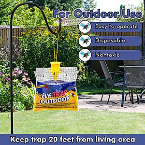 Glovv 2 Pack Disposable Fly Traps Outdoor Hanging, Fly Trap Bags with Natural Attractant Bait, Flying Insect Trap and Bug Catcher Control Flies in Barn Farm or Ranch, Patio