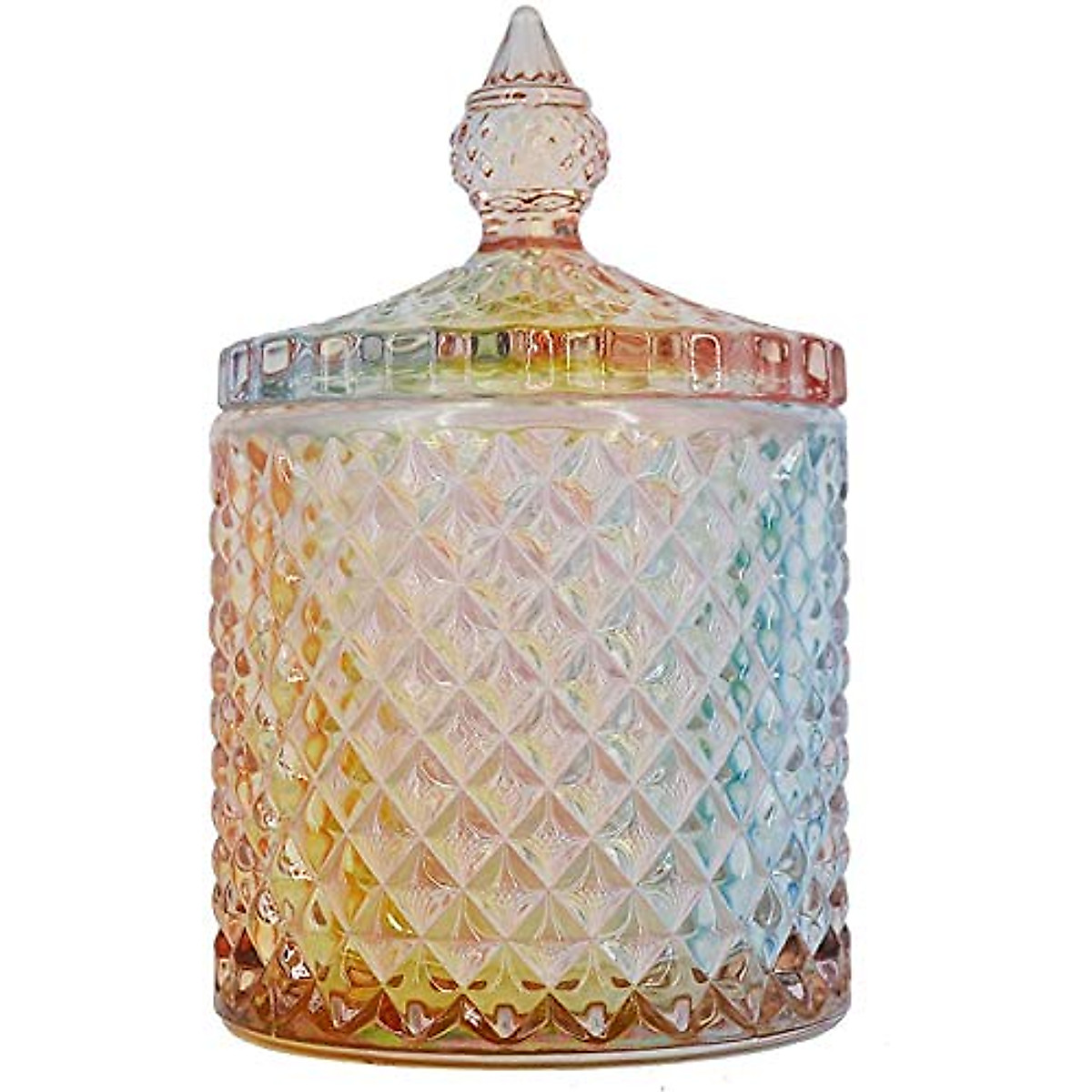 SOCOSY Royal Embossed Clear Glass Jar with Lid for Cotton Balls Swabs Candy Buffet Jar Jewelry Box Sugar Bowl