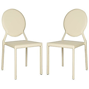Safavieh Home Collection Warner Mid-Century Round Back Buttercream Side Chair (Set of 2)