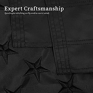 Jetlifee Black American Flags 3x5 Ft, Heavy Duty US Flags with Embroidered Star Sewn Stripes, Brass Grommets Black USA Flag, UV Protection for Outdoors All Black Flag