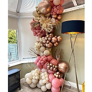 Dagelar Dusty Pink Boho Blush Balloons, Metallic Rose Gold Retro Pink Ivory White Balloons, Nude Cream White Balloons and Confetti Balloons for Bridal Baby Shower Girls Birthday Wedding Decor Supply