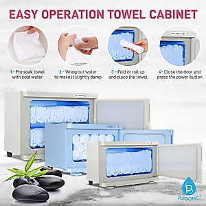 Pursonic Professional Towel Warmer with UV Sterilizer - 8L Premium Towel Warmer 360 Heating with Separate Water Tank - Aluminum Interior for Bathroom, Spa, Salon & Home (White)