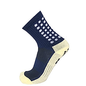 Anti-slip Sport Socks for Men Women Anti Blister Athletic Socks Non-slip Rubber Grip for Football, Rugby, Basketball, Running, Hiking Trekking, Yoga Pilates (Navy Blue)