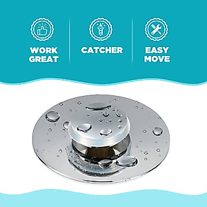 Universal Bathroom Sink Stopper, for 1.1-1.5 Inch Bullet Core Push Type Basin Pop Up Drain Filter, Bathtub Converter Sink Drain Strainer Plug No Overflow with Basket Hair Catcher