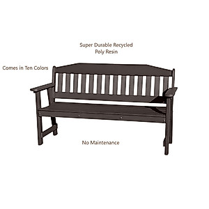 Phat Tommy Outdoor Garden Bench, Poly Lumber Outdoor Furniture, Weatherproof & Recycled Bench with Back, Brown
