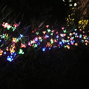 Solar Garden Tree Lights Outdoor Decoration - 2 Pack Solar Flower Lights with 40 Cute Fairy Christmas Leds ,Rechargeable Solar Powered Landscape Decorative Lights for Yard, Lawn, Walkway, Home Decor