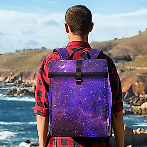 JHKKU Starry Sky Roll Top Backpack Laptop Work Travel College backpack Waterproof Anti Theft for Men Women Fits 15.6 Inch Laptop