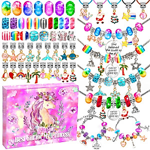 AMAZING TIME 130 Pieces DIY Charm Bracelet Making Kit Including Jewelry Beads, Snake Chains for Girls Teens Age 8-12 Unicorn Mermaid Gifts Christmas Stocking Stuffer