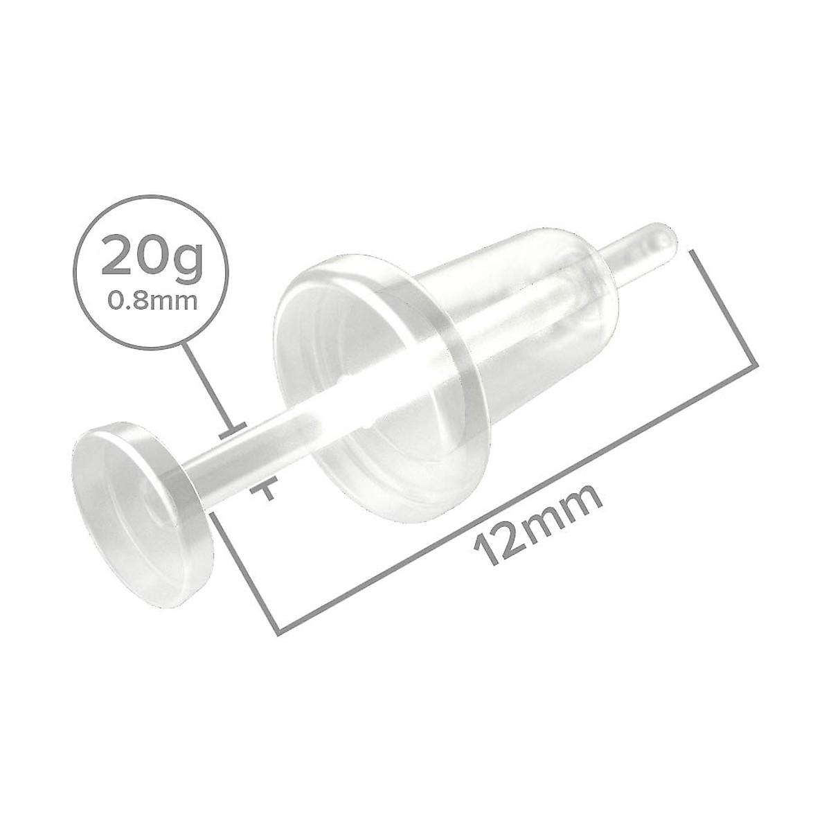 5pc 20g Stud Earrings Cartilage Piercing Flexible Bioflex Clear Ear Lobe Retainer Bioplast Invisible Jewelry Work School X-Ray