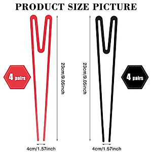 8 Pairs Training Chopsticks for Kids 9 Inches Plastic Chopsticks Reusable Non-Slip Chop Sticks(Black, Red)