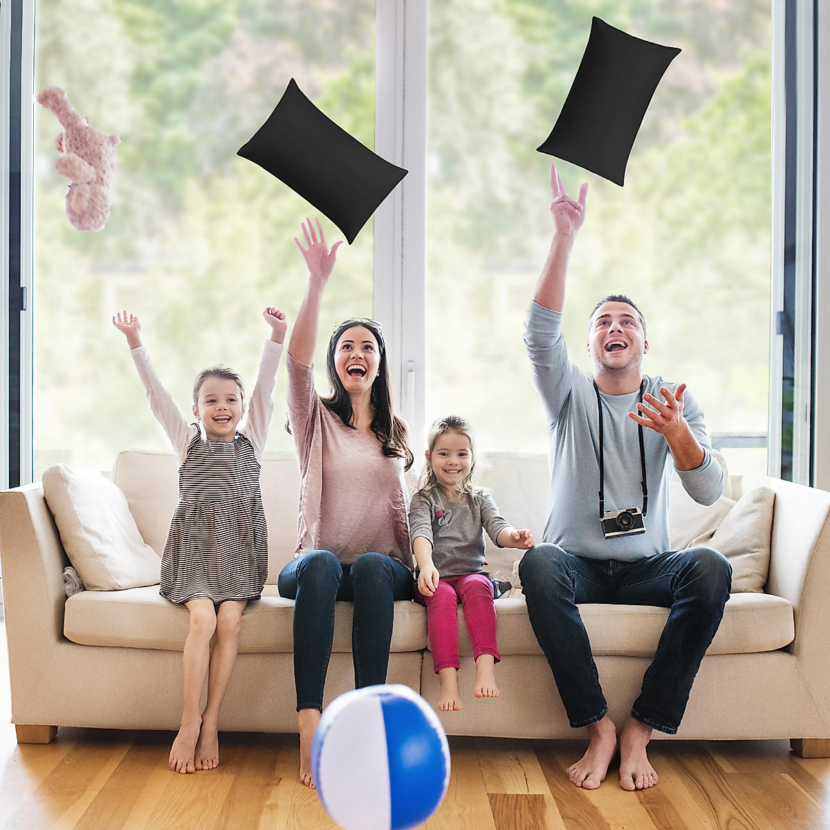 Utopia Bedding Throw Pillows Insert (Pack of 2, Black) - 12 x 20 Inches Bed and Couch Pillows - Indoor Decorative Pillow