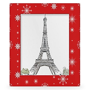 Pardick Xmas Red 4x6 Picture Frame, Christmas Snowflake Wooden Photo Frames for Tabletop and Wall Display, Picture Frame Home Office Decor