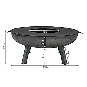 Sunnydaze 40-Inch Cast Iron Fire Pit Bowl with Cooking Ledge - Wood Burning