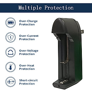 Smart 18650 Wall Charger 3.7V Single Slot Rechargeable Battery Charger for 18650 18350 16340 14500 14000 Li-ion Battery