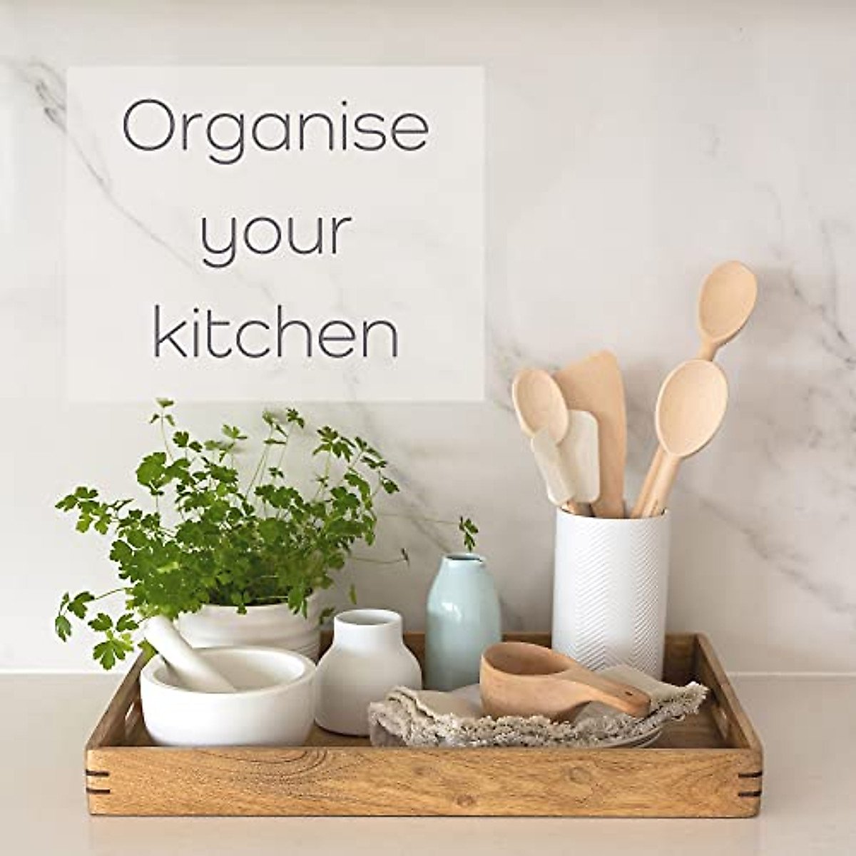 Otucha Large Ottoman Tray, 20 x 14 inches, Real Wood Large Serving Tray with Handles, Sturdy Design, Decorative Tray for Coffee Table (Natural)