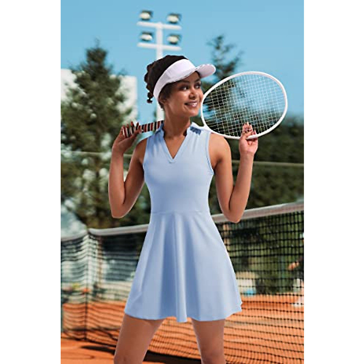 Fengbay Tennis Dress for Women,Golf Dress with Built in Shorts with 4 Pockets for Sleeveless Athletic Workout Dress