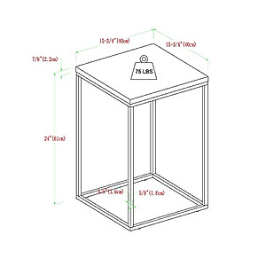 Walker Edison Modern Open Square Wood Side End Accent Table Living Room Storage Small End Table, 16 Inch, Marble