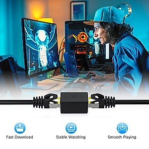 JODROAD RJ45 Coupler, Ethernet Couplers, Ethernet Extender Adapter, Cat8 Cat7 Cat6 Cat5e Cat5 Inline Coupler, Ethernet Connector Female to Female (2Pcs, Black)