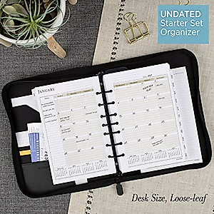 AT-A-GLANCE Genuine Leather Undated Starter Set, Desk Size, Black (031-0540-05)