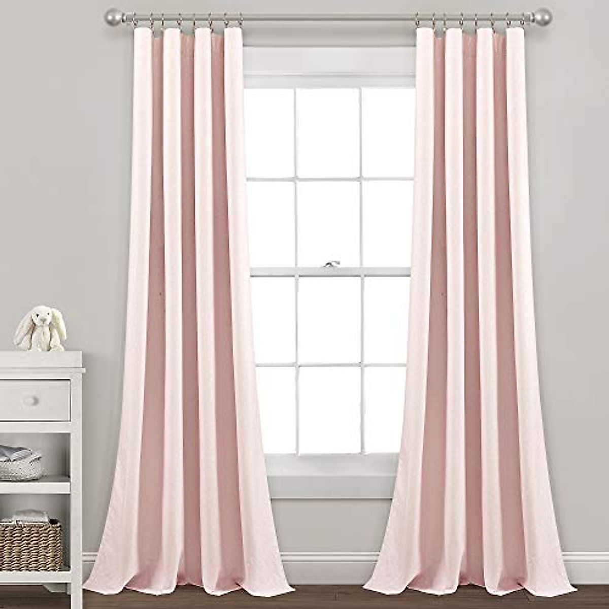 Lush Decor Pixie Fox Geo Blackout Window Curtain Panel, Single Panel, 52" W x 84" L, Pink - 100% Blackout Curtains - White & Pink Curtains for Kids & Baby - Geometric Dots - Bedroom & Nursery Decor