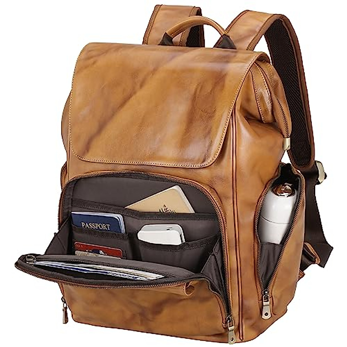 TIDING Genuine Leather Backpack for Women Large Capacity Business Backpack Purse Ladies Work Casual Daypack