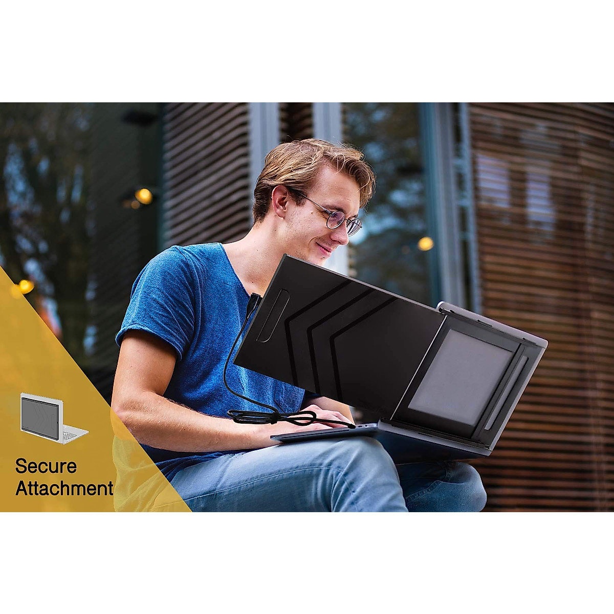 SideTrak Slide Portable Monitor for Laptop 12.5" FHD 1080P IPS Attachable Laptop Screen | Efficient USB Power | Compatible with Mac & Chrome 13" -17" Laptops (Patent Pending) | Black